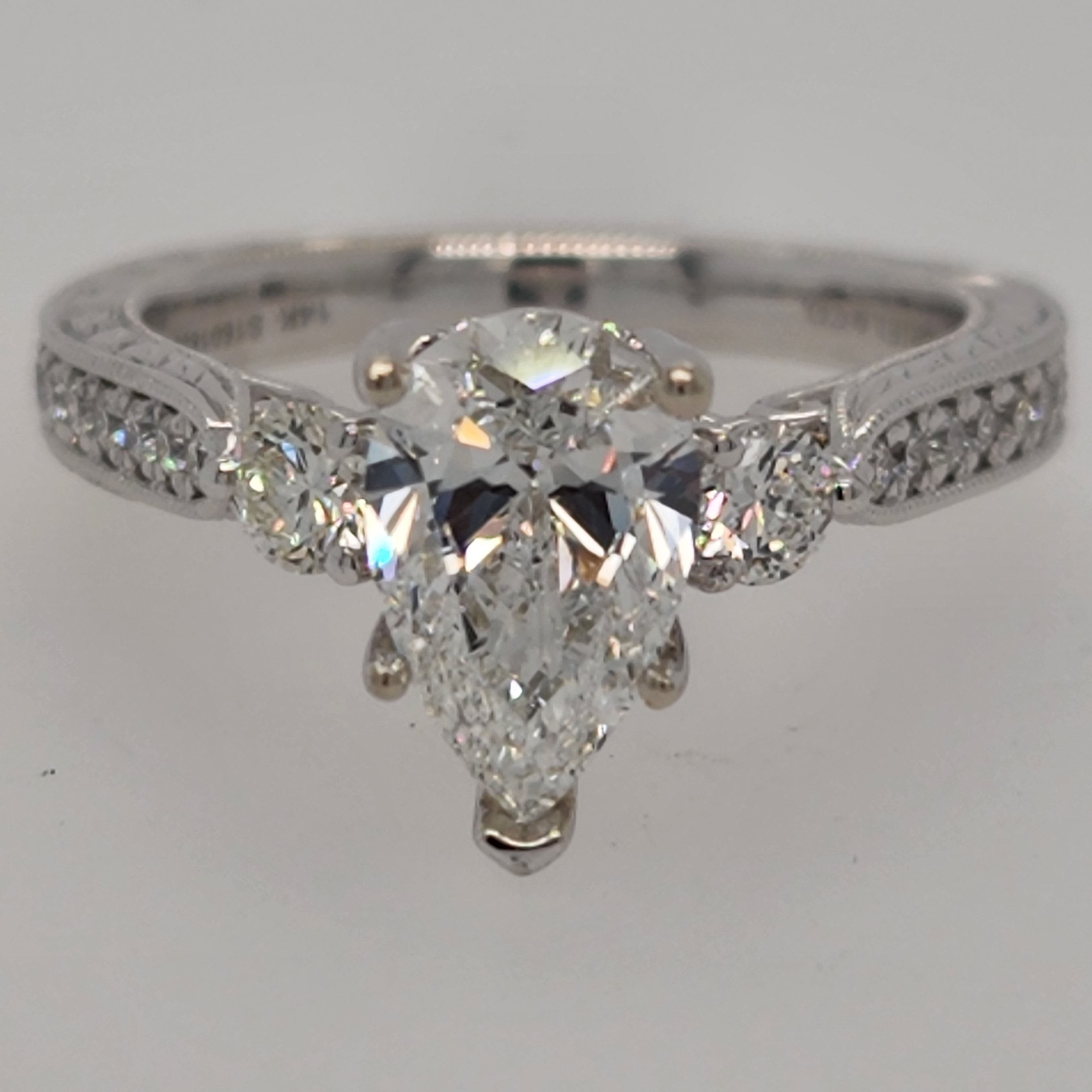 White Gold Pear Diamond Engagement Ring – Athens Jewelers™