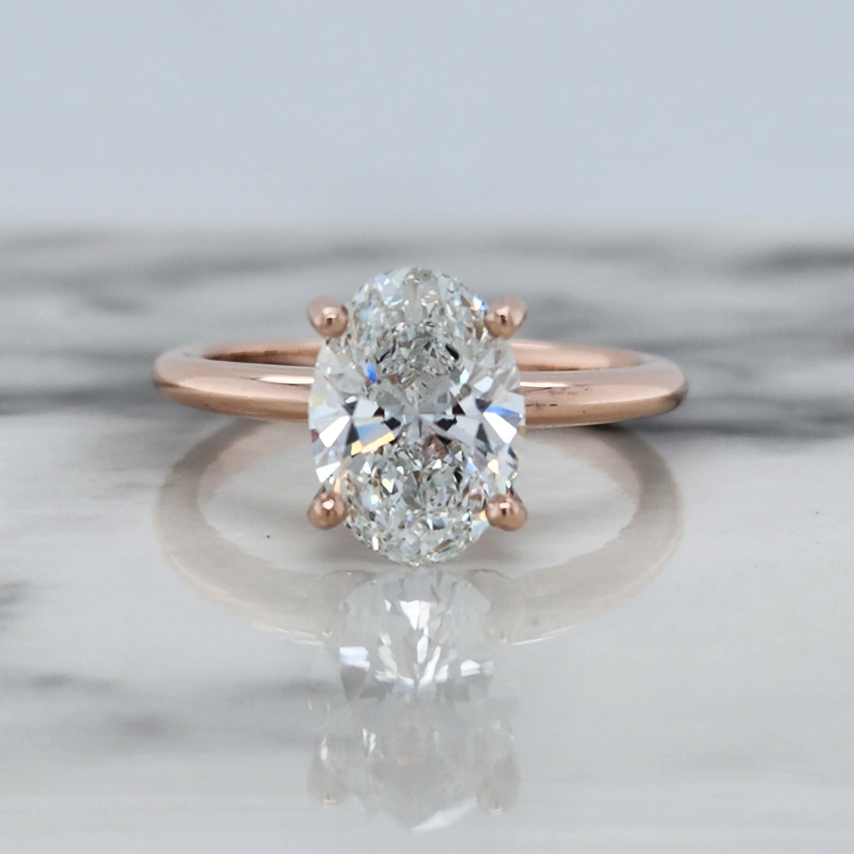Rose Gold Solitaire Engagement Ring With Oval Center Diamond – Athens ...