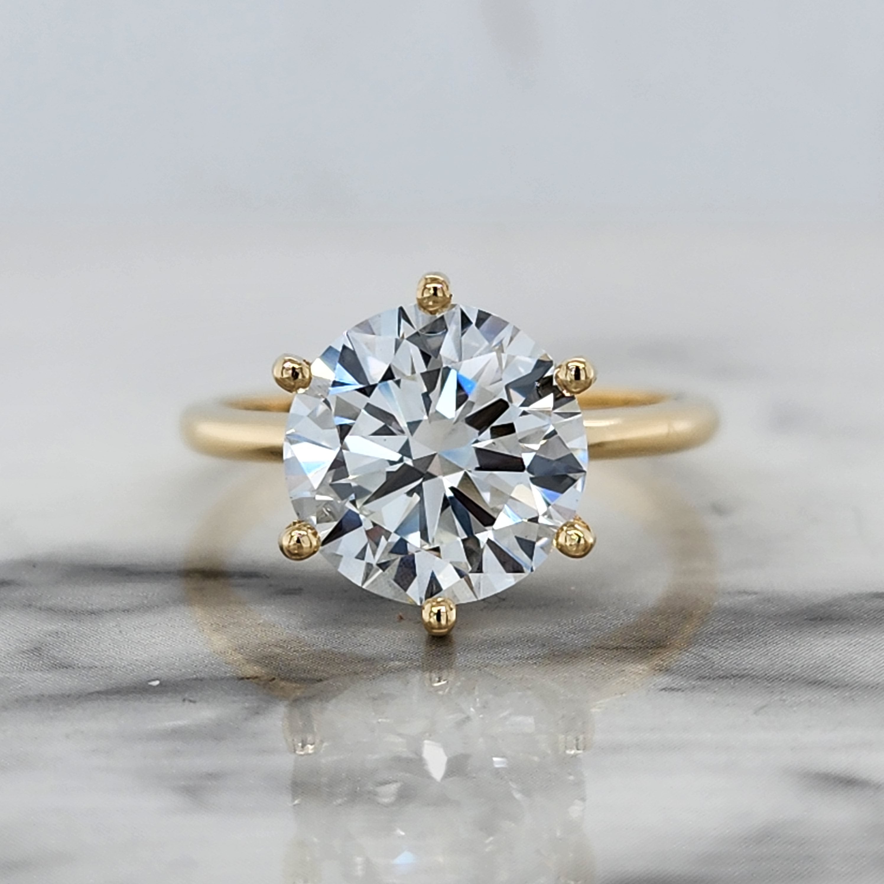 Yellow Gold 4 carat custom solitaire engagement ring – Athens Jewelers™