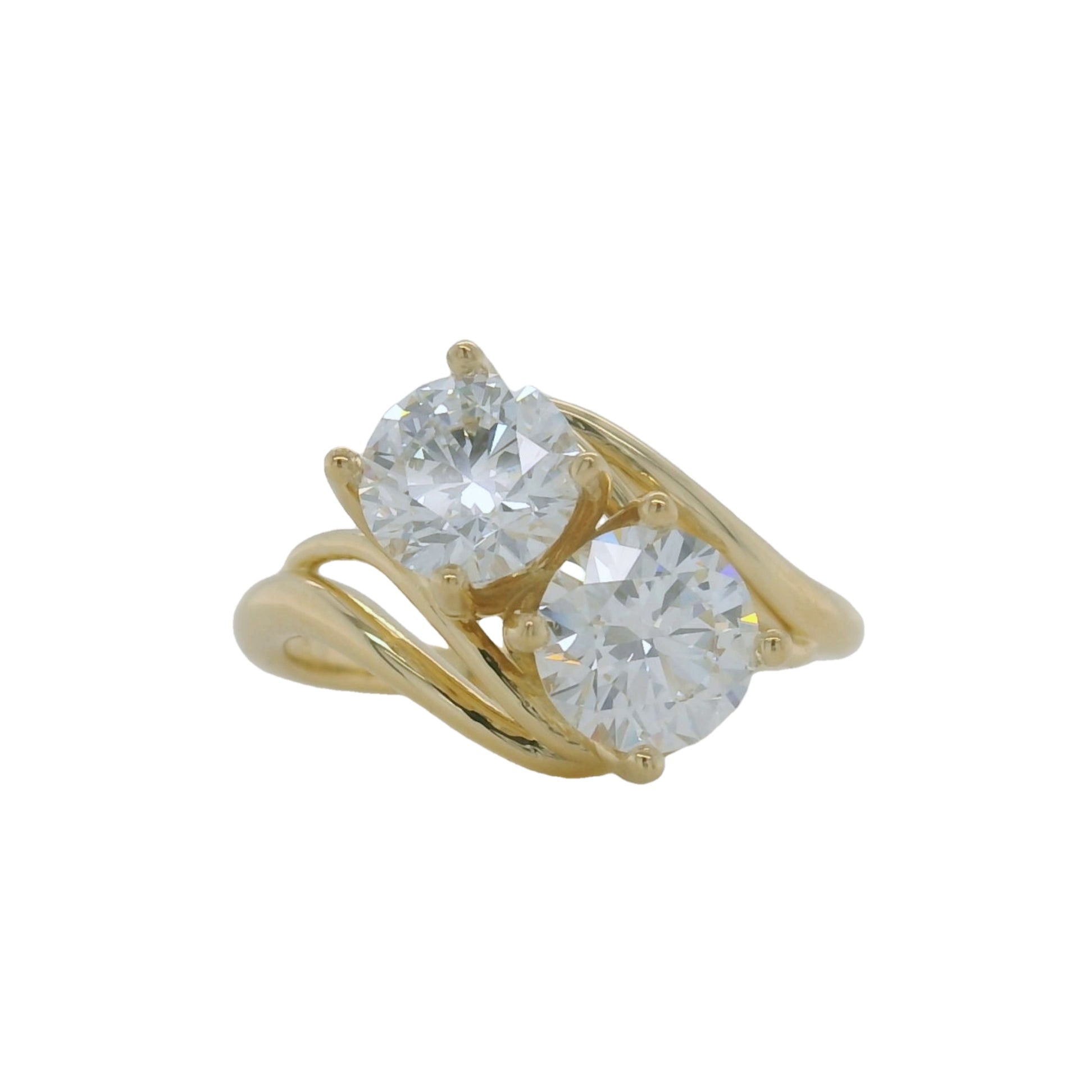 Yellow gold 2 stone engagement ring – Athens Jewelers™